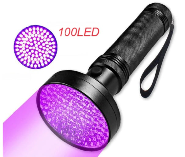 100 LED UV Flashlight 395nm Ultraviolet Blacklight Detector Torch Ligh ...